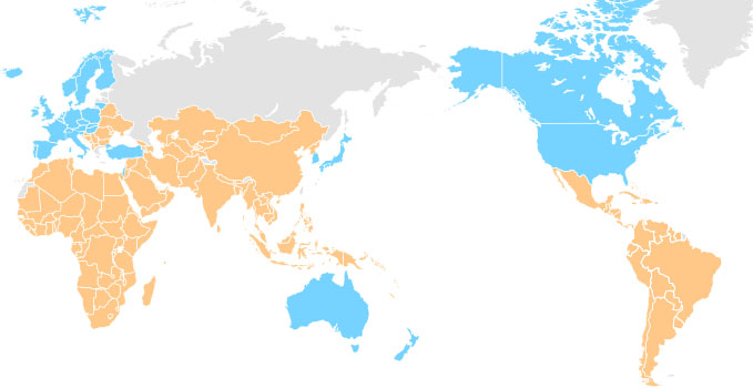 ユニセフの活動地域